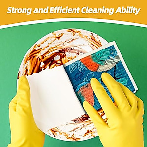 DecorWoo 6 Pack Swedish Dishcloths for Kitchen, Absorbent & Quick Drying Sponge Cleaning Cloths Set, Reusable Decorative Tea Towel, Biodegradable No Fading No Odor Bar Hand Towel (2 Clips