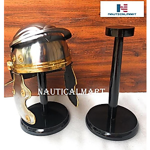 NauticalMart Medieval Armor Helmet DIsplay Stand Viking Norman Armor Spartan wooden display stand Stand in Black