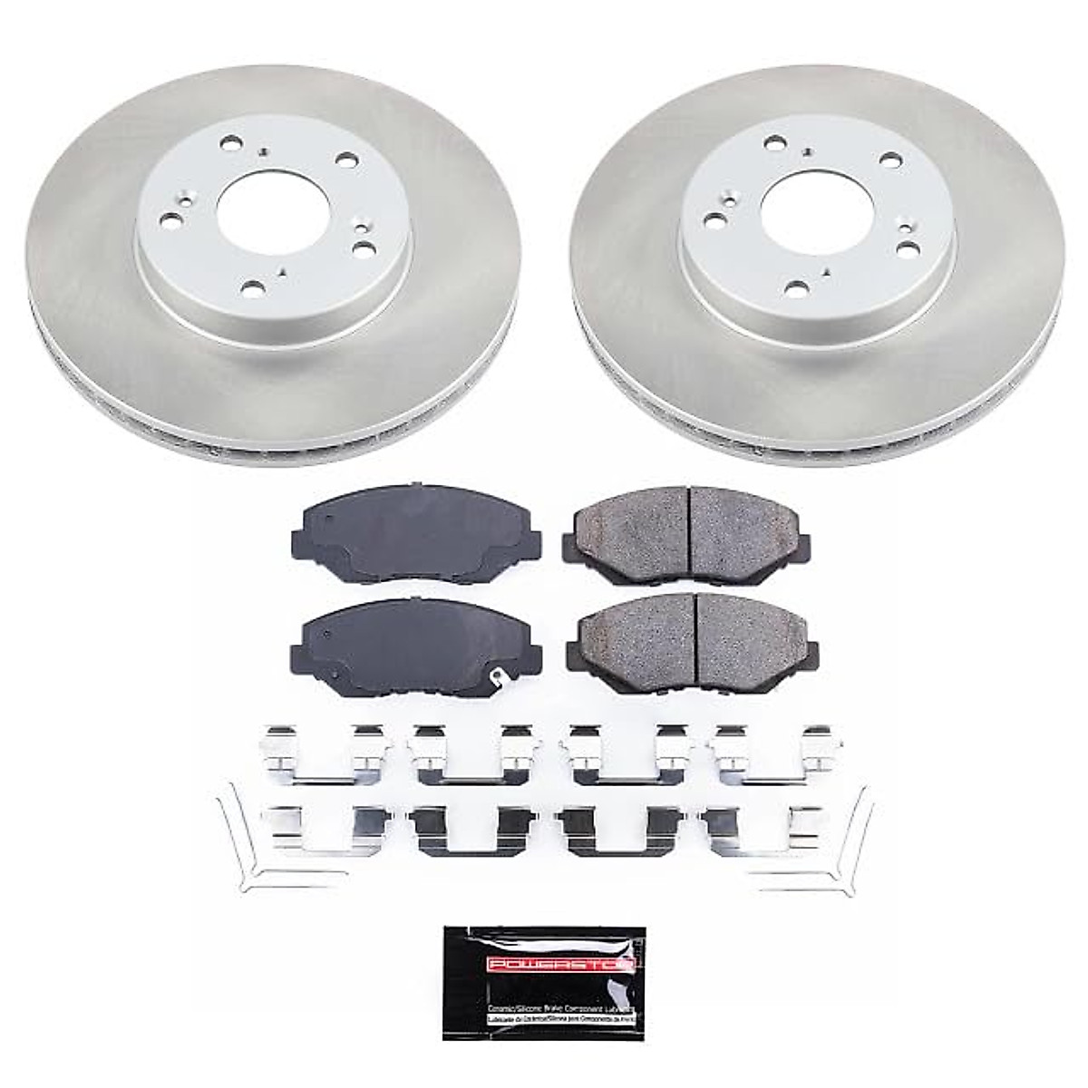 POWERSTOP Brake Kit For 2014-2015 Acura ILX, 2003-2007 Honda Accord, Civic CR-V Element [Model Specific] Front OE Replacement Brake Rotors and Ceramic Brake Pads Replacement, KOE1043