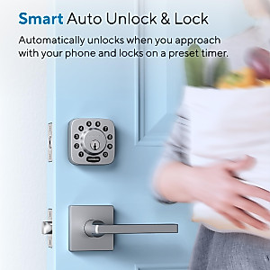 ULTRALOQ U-Bolt Smart Lock with Bridge WiFi Adaptor, 5-in-1 Keyless Entry Door Lock with WiFi, Bluetooth and Keypad, Smart Door Lock Front Door- Satin Nickel