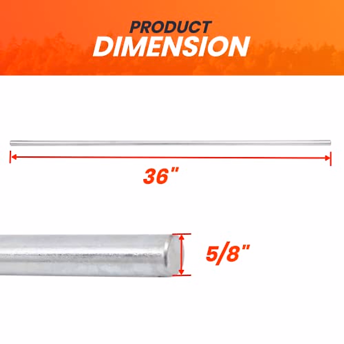 AR-PRO (2-Pack) 5/8” x 36” Zinc Plated Steel Rods Designed for Use as an Axle Shaft on Hand Trucks Dollies Wagons 4005BC Wheelbarrows