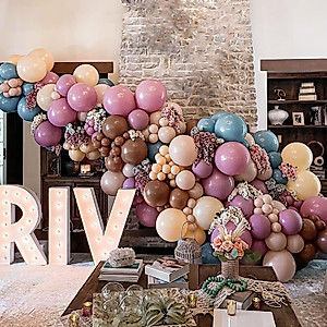 Dusty Pink Blush Balloon Garland Arch Kit,Double-Stuffed Dusty Pink Nude Coffee Blue Balloons for Birthday Bridal Baby Shower Wedding Party Decorations