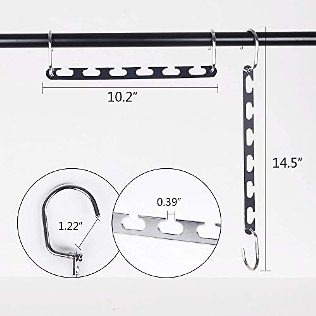HXcomet Magic Hangers, 6 Pcs Multifunctional Space Saving Closet Clothing Hangers Organizer with Updated Hook for Clothes Trouser Coat Portable Durable