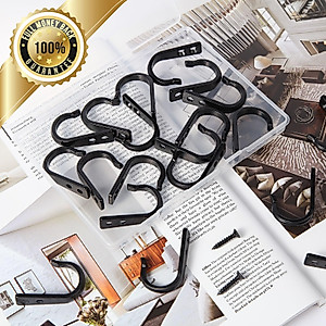 WODEGIFT 12Pcs Wall Hook, Wall Hooks for Hanging, Heavy Duty Metal Coat Hooks, Hooks for Hanging Heavy Duty, Backpack Hooks for Wall,Suitable for Hanging Coats, Towel, Backpack, Hat,Coffee Mug (Black)