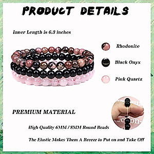 JEWPARK 9Pcs 8mm Stone Beaded Bracelet Set for Men Women Semi-Precious Gemstone Beads Bracelets Yoga Healing Energy Crystal Stretch Bracelets Set 6MM