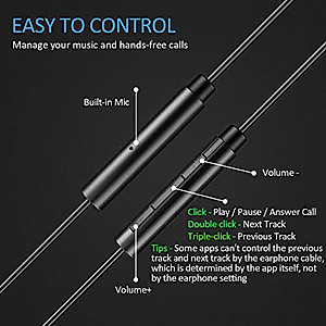 USB Type C Earbud Headphones, Hi-Res In-Ear Earphone w/Mic Compatible with New iPad Pro/MacBook Pro, Google Pixel 5g/5/4xl/,OnePlus 8pro/8, Samsung Galaxy, HTC U12, Sony Xperia, Essential, Razer Phone