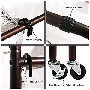 Ollieroo Classic Rolling Laundry Sorter Cart Heavy Duty 3 Bags Laundry Hamper Sorter with Ironing Board (Beige)