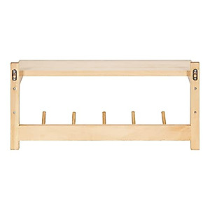 Kate and Laurel Meridien Shelf with Hooks, 24x8x12, Natural