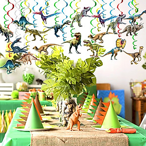 Cool 3D Dinosaur Hanging Swirls Banner 30 Sets Dino Garden Banner Party Decoration for Kids Dinosaur Theme Birthday Party Supplies Baby Shower Spiral Streamers Home Room Ceiling Wall Backdrop Decor