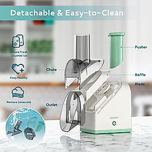 EUHOMY Shaved Ice Machine with Batteries, USB Rechargeable, Crushed Ice in 3s, 45 lbs in 40 Mins, Dual Steel Blades, Easy-to-Clean, Snow Cone Maker with Scraper, for Home/Kitchen/Camping. (White)