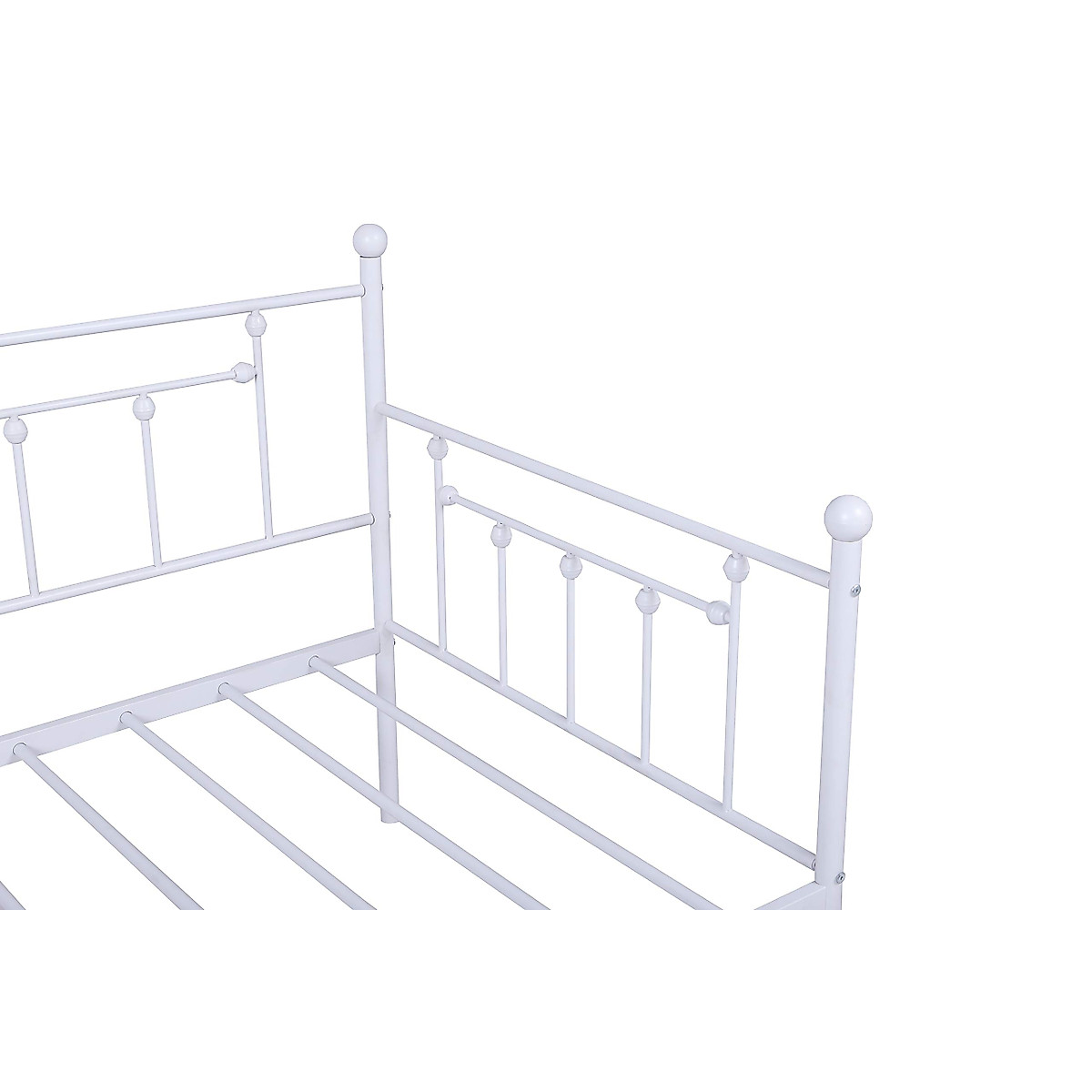 Modern Daybed with a Trundle Twin Size,Daybed Metal Frame with Pullout Trundle for Kids Teens and Adults, No Box Spring Needed,White Gray