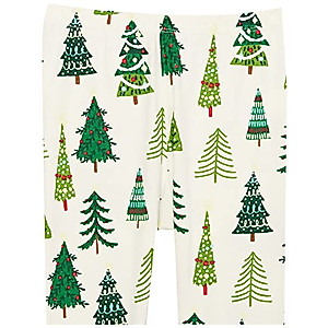 Hatley Girls' Organic Cotton Long Sleeve Printed Pajama Set, Glow-in-The-Dark Christmas Trees, 8 Years
