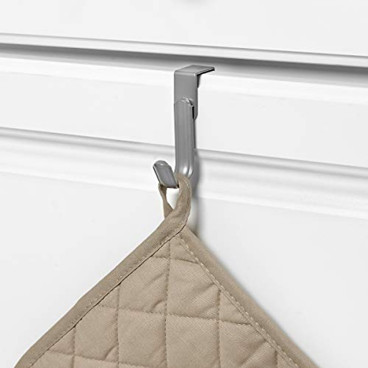 Spectrum Diversified Ashley, Set of 2, Installation Kitchen & Bathroom Pot Holder & Towel Hooks, Scratch-Resistant Foam Protects Cabinet Doors, Pack of 1, Satin Nickel, 2 Count