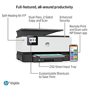 HP OfficeJet Pro 9015e Wireless All-in-One Printer with Color Photo Print, Copy, Scan, Fax, Auto 2-Sided Printing, Mobile 1G5L3A Bundle with DGE USB Print Cable + Business Software Kit