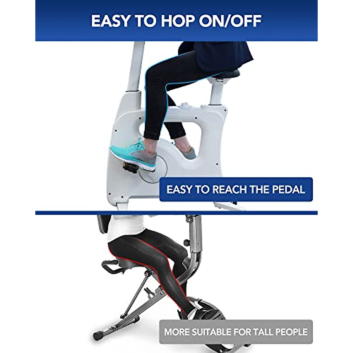 FLEXISPOT Home Workstation Desk Bike Stand up Folding Exercise Desk Cycle Height Adjustable Office Desk Stationary Exercise Bike - Deskcise Pro (With Desktop, White)