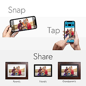 Brookstone PhotoShare 14” Smart Digital Picture Frame, Send Pics from Phone to Frames, WiFi, 8 GB, Holds 5,000+ Pics, HD Touchscreen, Premium Espresso Wood, Easy 1-min Setup