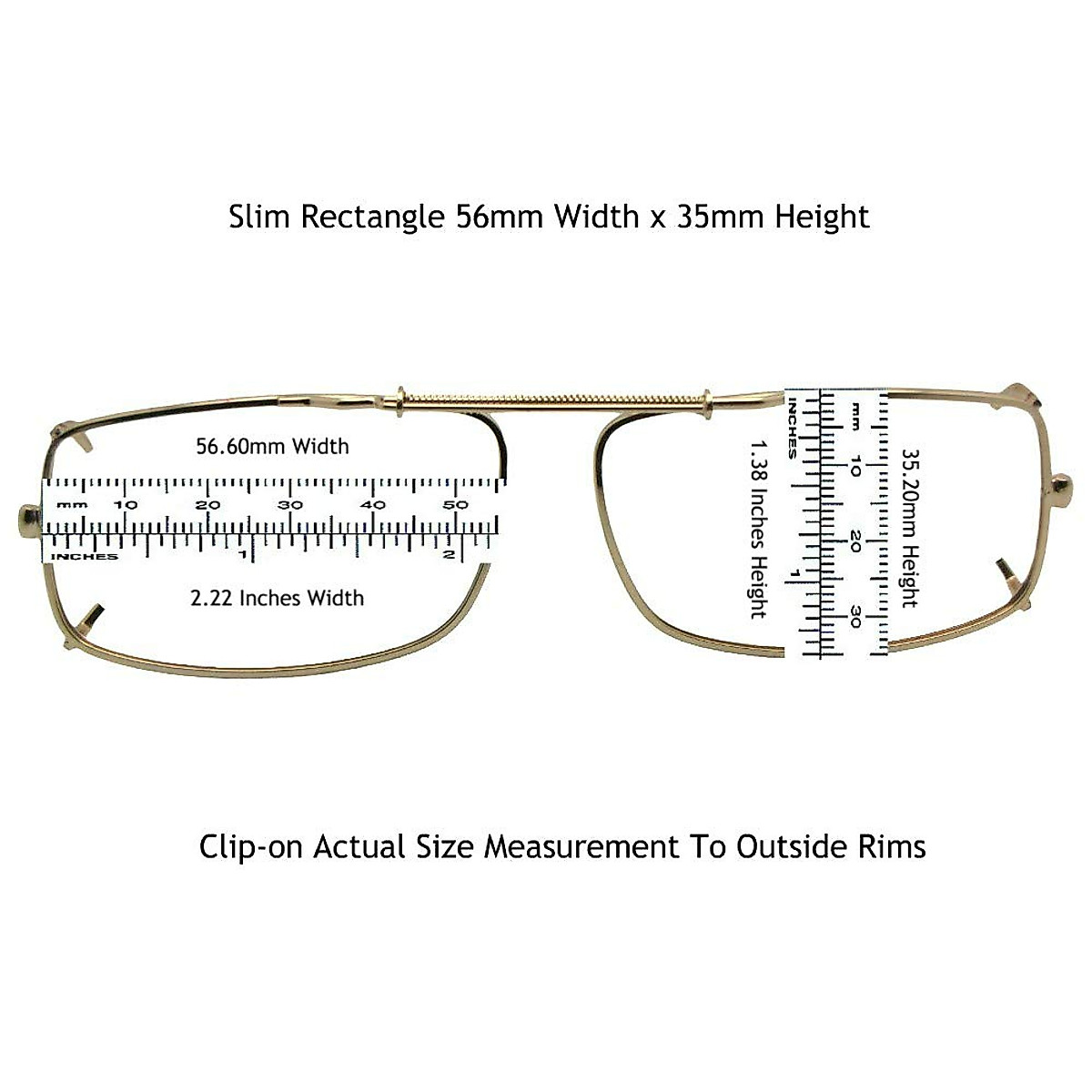 Slim Rectangle NON Polarized Yellow Lens Clip On Sunglasses (Pewter-NON Polarized Yellow Lens, 54mm Width x 33mm Height)