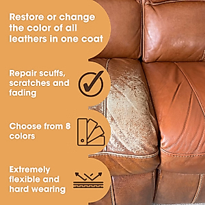 Furniture Clinic Leather Repair Paint | 2-in-1 Seal and Color | Use on Scratches, Tears, and Holes in Car Seats, Furniture | Quick and Easy Leather Repair Kit for Furniture (Ivory, 50ml / 1.7oz)