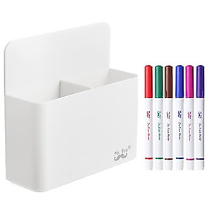 Mr. Pen- Magnetic Marker Holder, White, Magnetic Dry Erase Marker Holder with 6 Colorful Markers, Whiteboard Marker Holder, White Board Organizer, Dry Erase Board Organizer, Dry Erase Holder