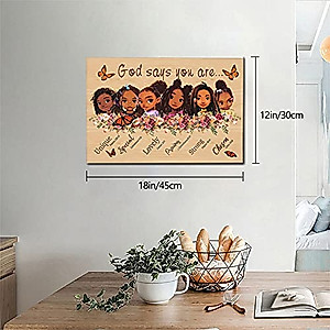 African American Wall Art Black Girl Canvas Wall Art Decor Little Black Girls God Says You Are Canvas Print Pictures Black Kid Art Wall Decor For Living Room Bedroom Bathroom Ready To Hang 12x18 Inch