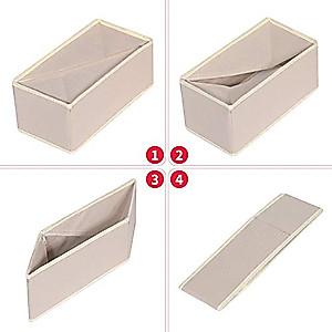 DIOMMELL 9 Pack Foldable Cloth Storage Box Closet Dresser Drawer Organizer Fabric Baskets Bins Containers Divider for Clothes Underwear Bras Socks Lingerie Clothing,Beige 090