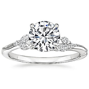 JEWELERYIUM 2 CT Round Cut Colorless Moissanite Engagement Ring, Wedding/Bridal Ring Set, Solitaire Halo Style, Solid Sterling Silver Antique Anniversary Bride Jewelry, Gorgeous Gifts (10.5)