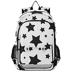 ALAZA Abstract Black Stars Different Size on White Backpack Daypack Bookbag