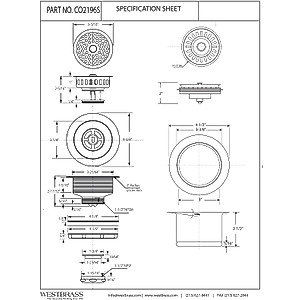Westbrass CO2196S-12 Combo Pack 3-1/2" Post Style Large Basket Extra-Deep Collar Kitchen Sink Waste Disposal Flange with Strainer Stopper, Oil Rubbed Bronze