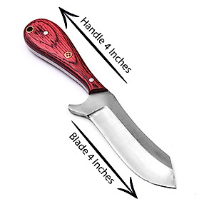 Wolf Craft Handmade 1095 High Crabon Steel Steel Bull Cutter Knife, Fixed Blade Cowboy Knife, Hand Made Hunting Knives EDC bull Cutter CamPing knife Gifts For Men - Red Wood Handle With Leather Sheath (Red wood)