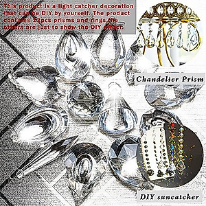 H&D Pack of 12 Clear Crystal Chandelier Lamp Lighting Drops Pendants Balls Prisms Hanging Glass Prisms Parts Suncatcher Home/House Decor