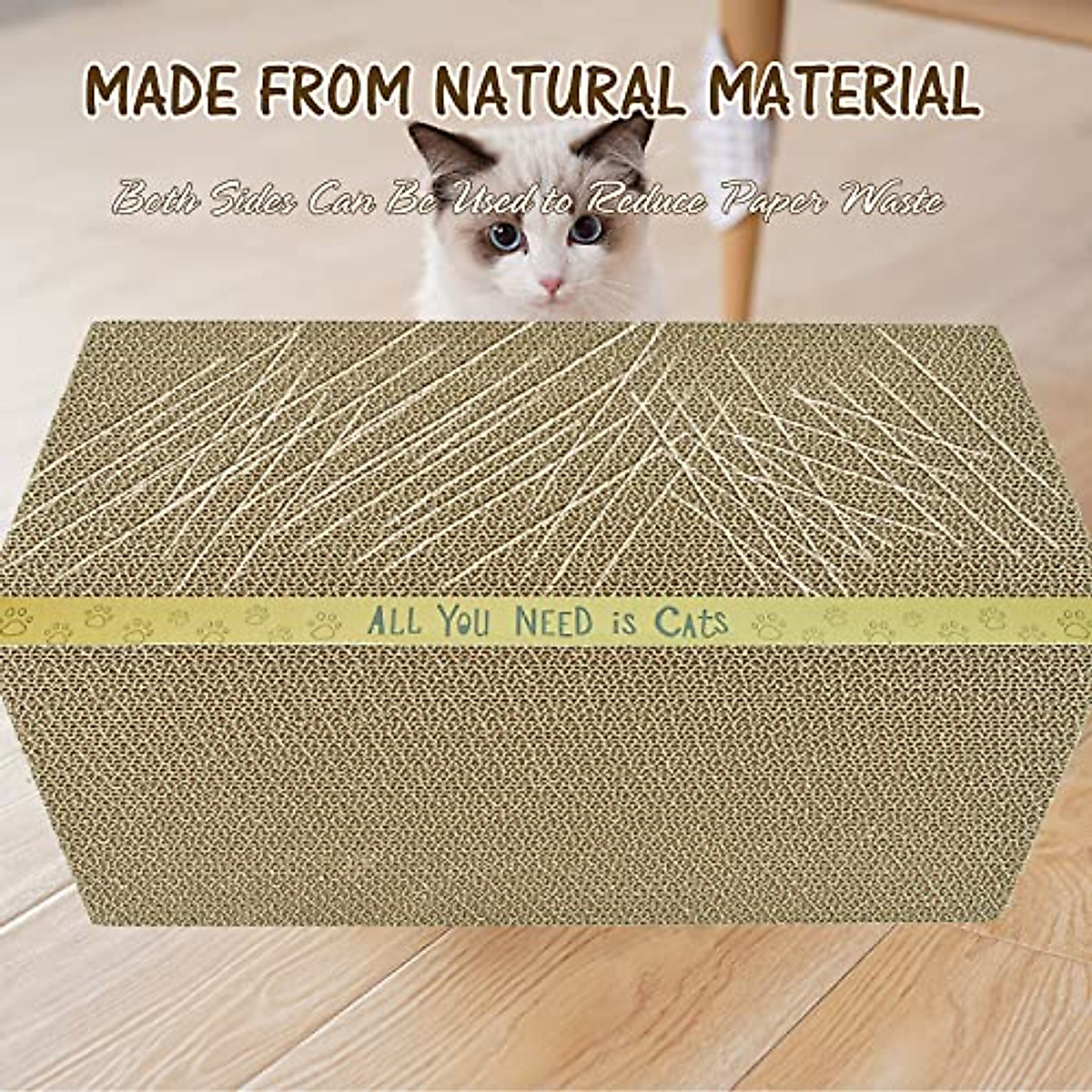 AccEncyc Cardboard Cat Scratcher Pads Cat Scratching Board for Indoor Cats 17x8.3x1 Inch Dual-Side Corrugated Cat Scratcher Reusable Cat Supplies - 1 Pack