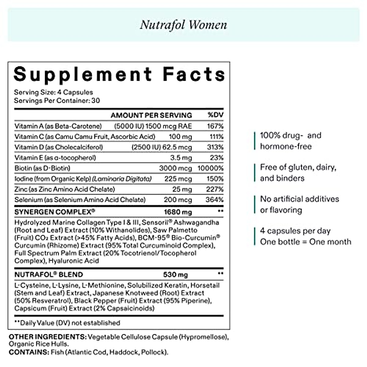 Nutrafol Women's Hair Growth Supplement | Ages 18-44 | Clinically Proven for Visibly Thicker & Stronger Hair | Dermatologist Recommended | 1 Bottle | 1 Month Supply