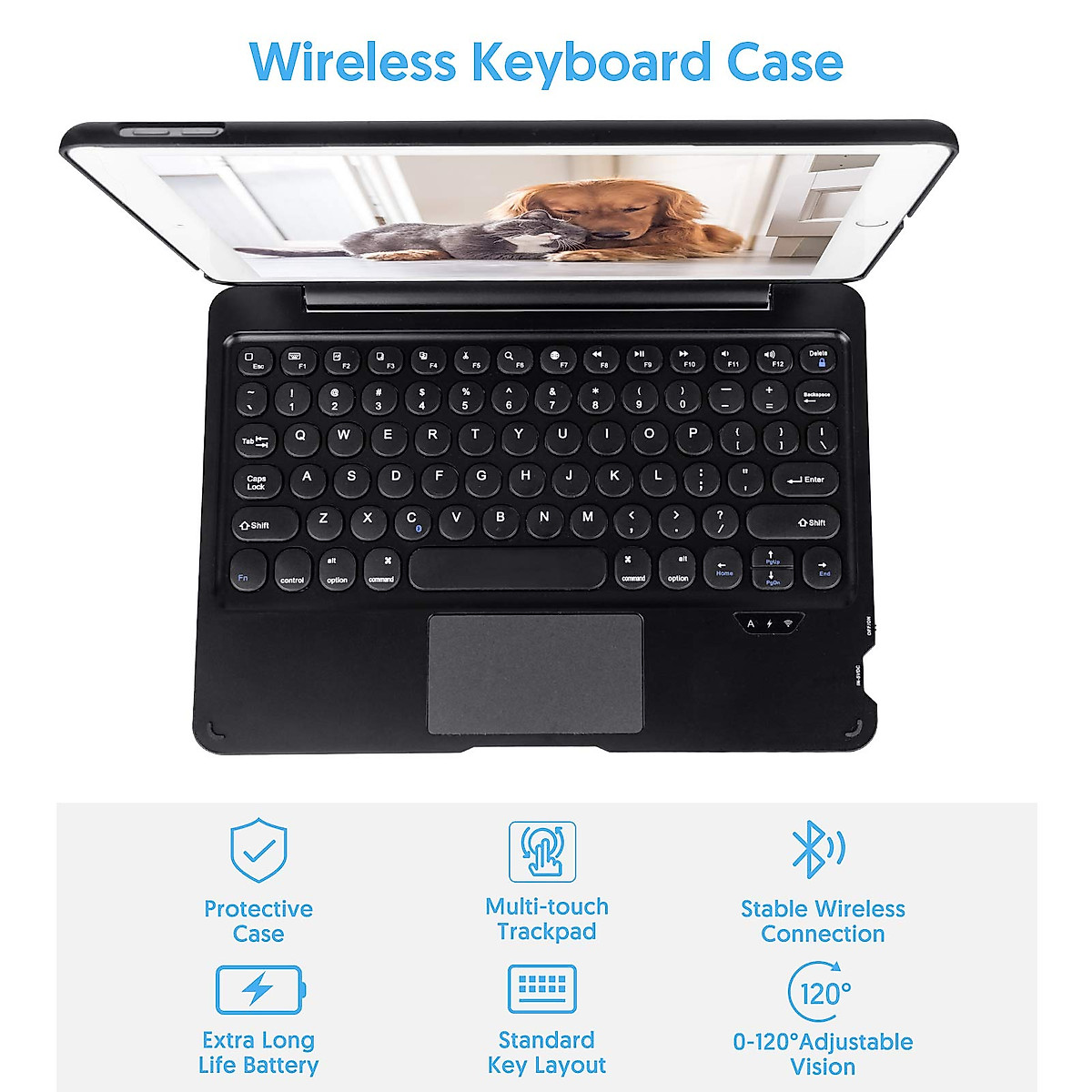 LAVO-TECH Wireless Bluetooth Keyboard Case 10.2" 10.5" with Touchpad for iPad 9th 8th 7th Gen, iPad Air 3rd, iPad Pro 10.5", Smart Wireless Keyboard Case 360° Full Protection Cover