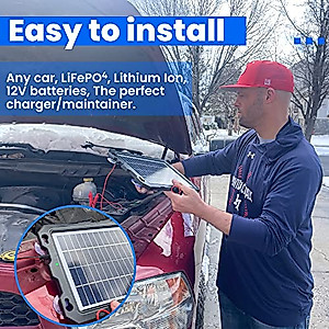 POWOXI Upgraded 7.5W-Solar-Battery-Trickle-Charger-Maintainer-12V Portable Waterproof Solar Panel Trickle Charging Kit for Car, Automotive, Motorcycle, Boat, Marine, RV,Trailer, Snowmobile, etc.