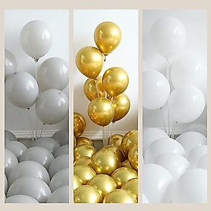 Retro Gray Gold Baptism Balloon Garland, 143pcs Fog Gray White Chrome Gold Balloons for Baptism Boho Birthday Baby Shower Party Decorations Bridal Shower Wedding Party Supplies (Retro Gray)