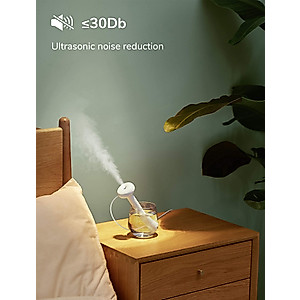 JISULIFE Mini Portable Humidifier, Small USB Personal Humidifiers with Ultra Quiet, Container Diversity, Auto Shut Off, Tiny Travel Easy Use Humidifier for Plants, Car, Office, Hotel - White