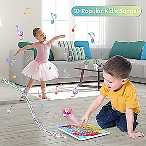 BEAURE 12 in 1 Kids Tablet with Lights - Interactive Toddler Learning& Education Toys, ABC Learning for Toddler Tablet for Kids - Gifts for age 3 4 5 year old boys and girls