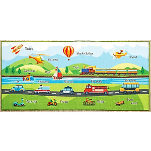 Furnish my Place 764 Transportation Rug | HD Modes of Transportation Children Educational | Classroom | Nursery Room Area Rug | Multicolor (3'3"x6'6")
