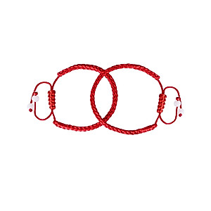 Gejoy 12 Pieces Handmade Kabbalah Red String Bracelet Adjustable Luck Bracelet with 2 Pieces White Bead for Success