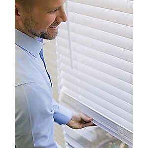 CHICOLOGY Faux Wood Blinds , Window Blinds , Wood Blinds , Window Shades , Window Treatments , Blinds & Shades , Window Shades For Home , Wooden Blinds , Basic White , 34"W X 60"H