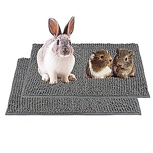Jevnd 2Pcs Short Chenille Guinea Pig Cage Liner, Washable Rabbit Fleece Sleeping Bed Mat, Reusable Bunny Training Pad/Pee Pad/Blanket for Cat/Chinchilla/Hedgehog and Small Animals (19“x12.5” (2pcs))