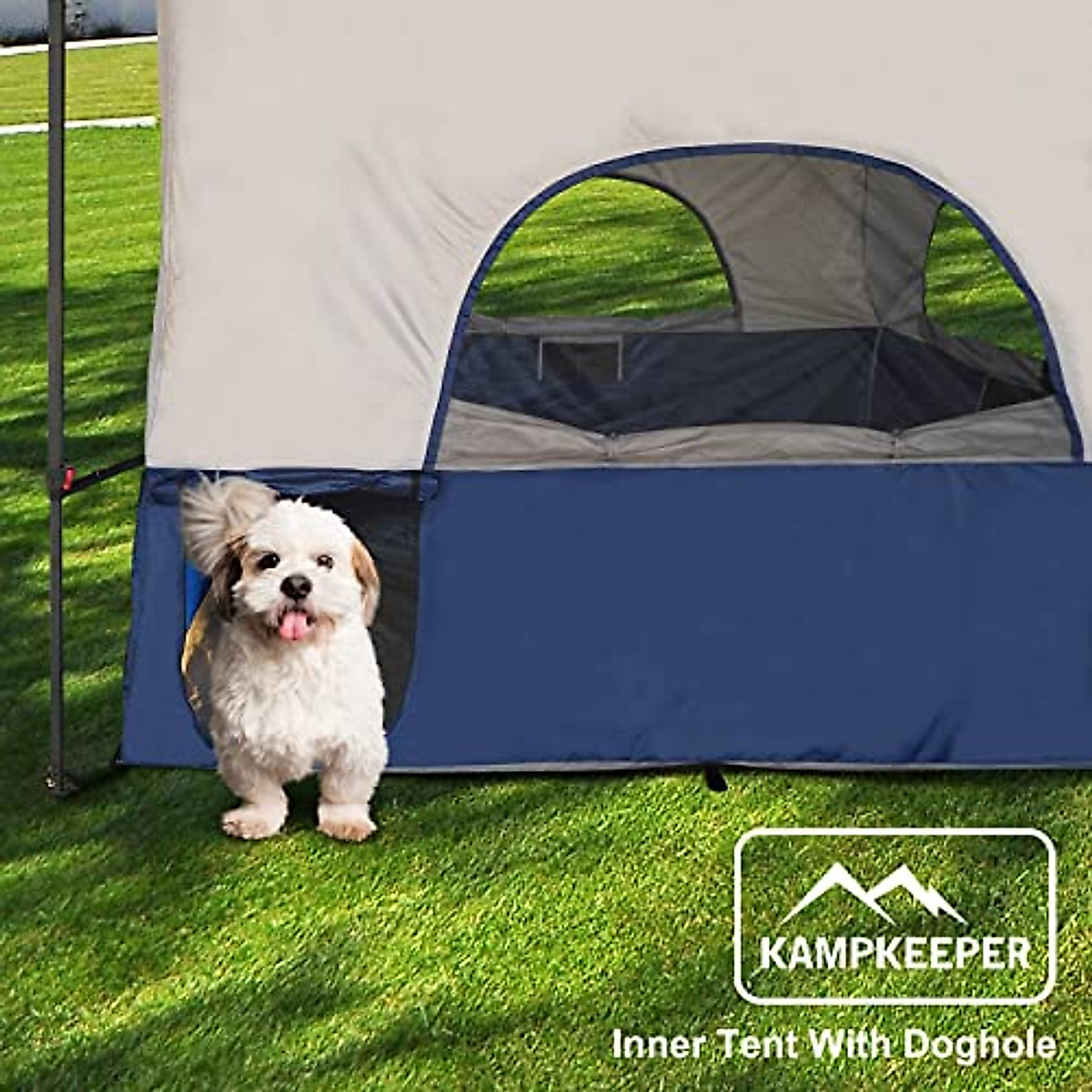 KAMPKEEPER Camping Cube for Pop Up Canopy Tent, Converts 10'x10' Straight Leg Canopy into Camping Inner Tent, with 1 Dog Hole–Fully Vented Roof(Canopy & Frame NOT Included), Navy Blue