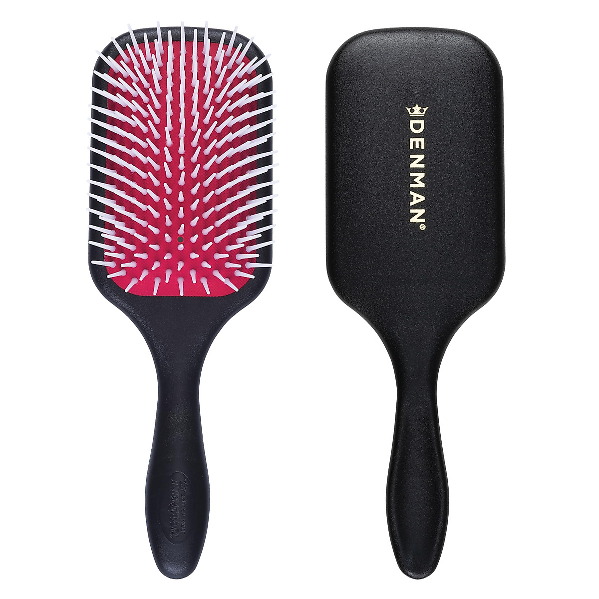 Denman Power Paddle Hair Brush for Fast and Comfortable Detangling, Blow Drying and Styling - Combination of D3 Styling Pins & Paddle Brush - For Women and Men (Red & Black), D38