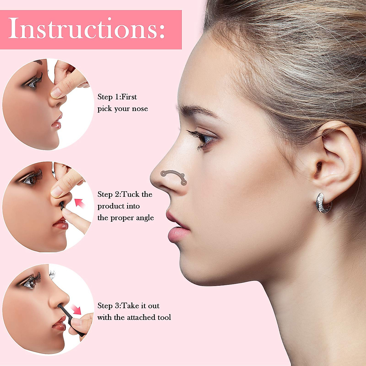 7 Pieces Nose Up Lifting Shaper Clips Set Nose Bridge Slimming Tool Silicone Lifter Beauty Clip Tools for Wide Low Curved Big