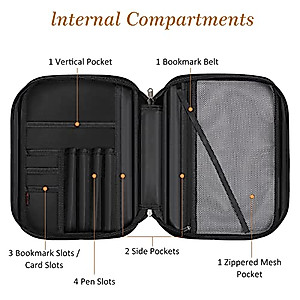 Floral Bible Cover w/A Bookmark, FINPAC Carrying Book Case Church Bag Bible Protective with Handle and Zippered Back Pocket, Perfect Gift for Girls Women Mother Kids (Black)