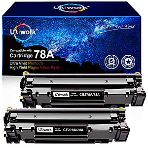 Uniwork Compatible Toner Cartridge Replacement for HP 78A CE278A Compatible with Laserjet Pro P1606dn, M1536dnf, P1566, P1560, P1606, M1536 Printer Tray (2 Black)