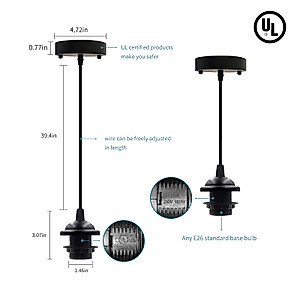 GOTEYSE Industrial Mini Pendant Light Kit, UL E26 Lamp Socket Retro Pendant Light Cord, Mini Ceiling Pendant Light, Adjustable DIY for Kitchen Bedroom Bar Cafe