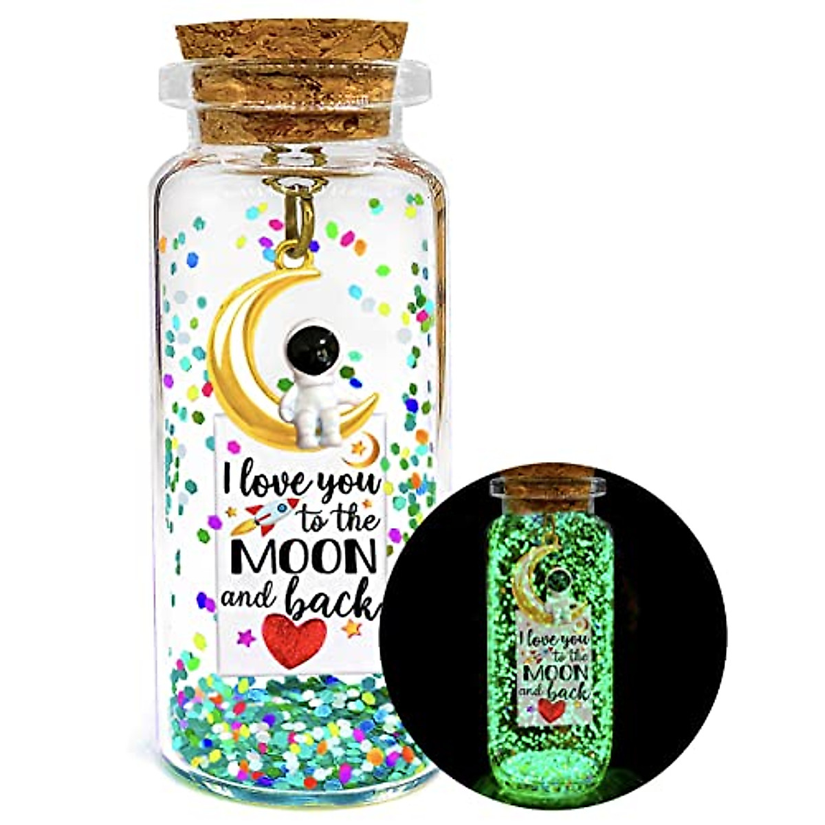 Anniversary Glow I Love You to the Moon and Back Message in a Bottle Presents Cute Romantic Gifts for Him Her Boyfriend Girlfriend Husband Wife Couples Fun Birthday Christmas Present Valentines Gift