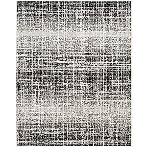 SAFAVIEH Adirondack Collection Area Rug - 8' x 10', Ivory & Black, Modern Abstract Design, Non-Shedding & Easy Care, Ideal for High Traffic Areas in Living Room, Bedroom (ADR116B)