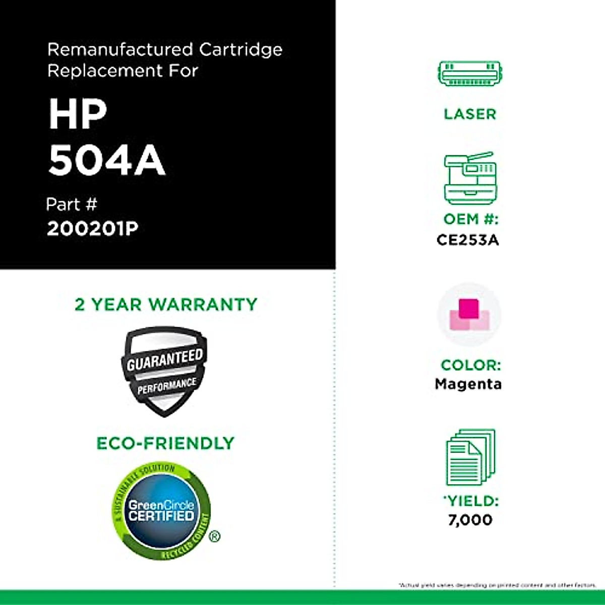 Clover Remanufactured Toner Cartridge Replacement for HP CE253A (HP 504A) | Magenta